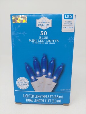 Holiday Time 50 Count LED Blue Mini Holiday String Lights - NEW | eBay