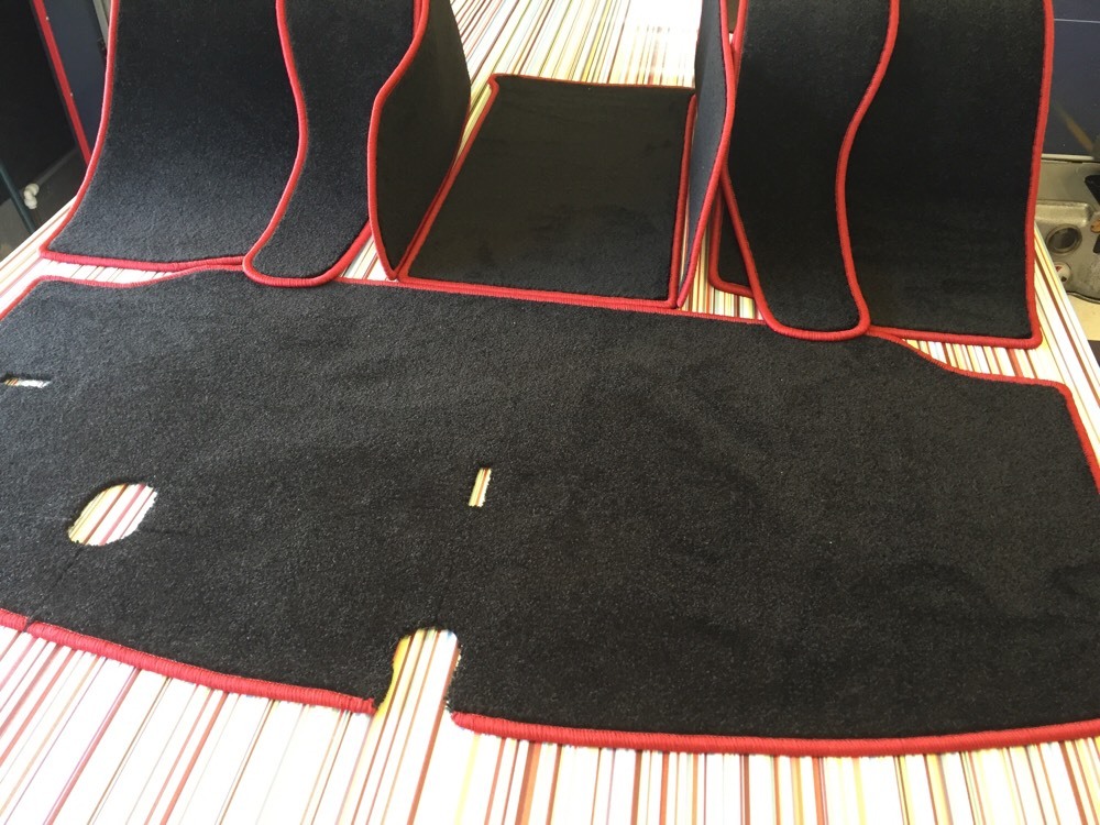 VW t2 camper bus cab mat carpet set early/late bay LHD/RHD black/ red ...