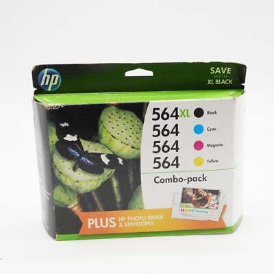 Genuine hp Combo-Pack Black 564 XL and Tri Color Ink Cartridge Set Exp ...