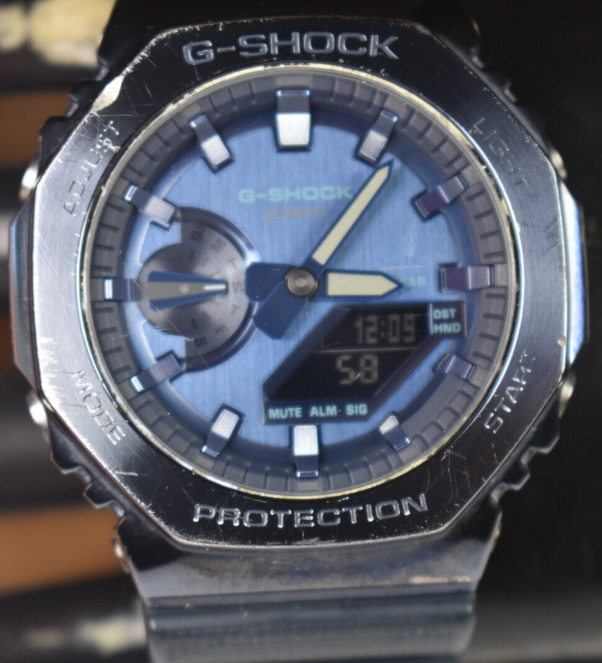 Casio GM2100N-2A (5611) G-Shock Metal Navy Blue Band Men's Watch NEW ...