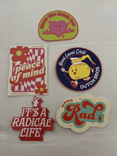Dutch Bros sticker lot of 5 it’s a radical life, always rad, next level ...