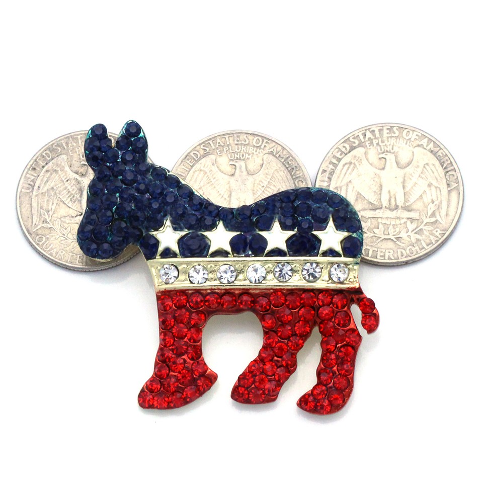 Democratic Party Symbol Patriotic Blue Red Rhinestone Pave Donkey ...