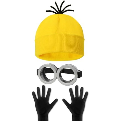 Minions Cosplay Costume Halloween Fancy Dress Beanie Gloves Glasses ...