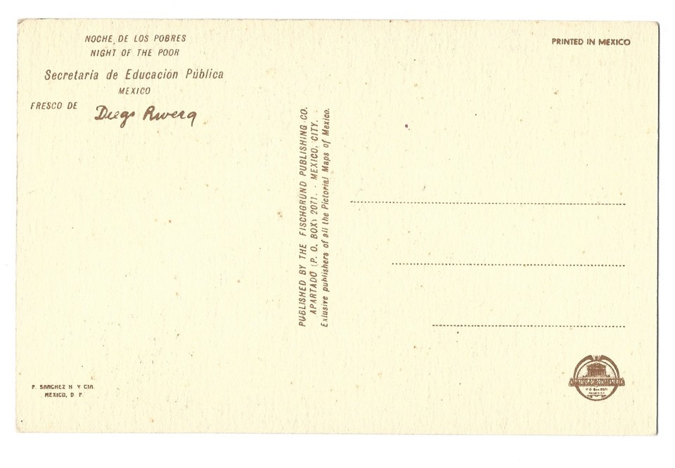 1930s Diego Rivera Fresco Postcard - Noche de Los Pobres/Night of the ...