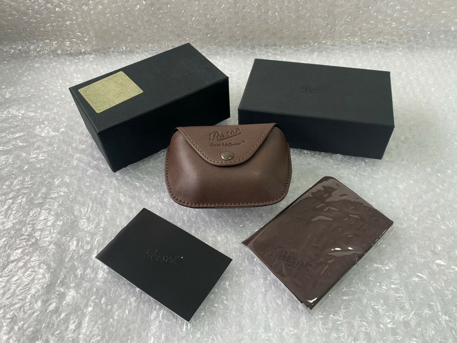 Authentic PERSOL STEVE MCQUEEN LOVELY BROWN LEATHER CASE Folding + Box ...