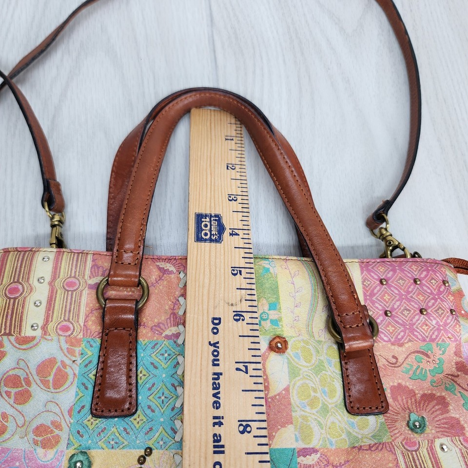 Fossil Purse Floral Patchwork Small Handbag Double Handle Crossbody ...