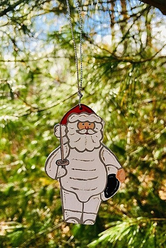 Handmade wooden Christmas ornament - Fencer Fencing Santa | eBay