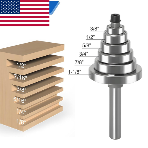 4PCS 1/4 Inch Shank Rabbet Router Bits with 6 Bearings Set (1/16", 1/8 ...