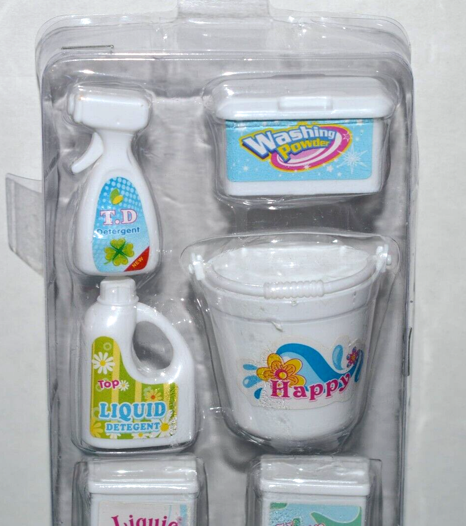 NEW LAUNDRY ROOM BASKET CLEANING SUPPLIES DETERGENT BARBIE DOLLS ...
