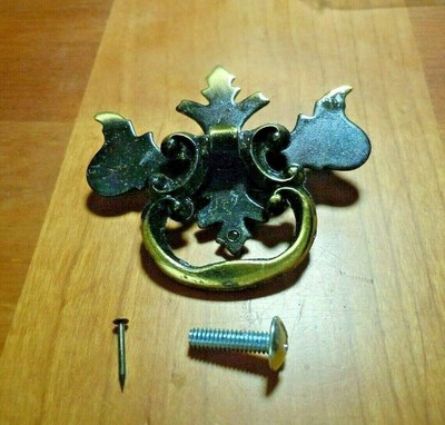 2 Drawer Pulls w/screws Furniture Hardware Tarnished Brass Finish New ...