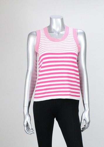 Charter Club Pink White Striped Sleeveless Shell L | eBay