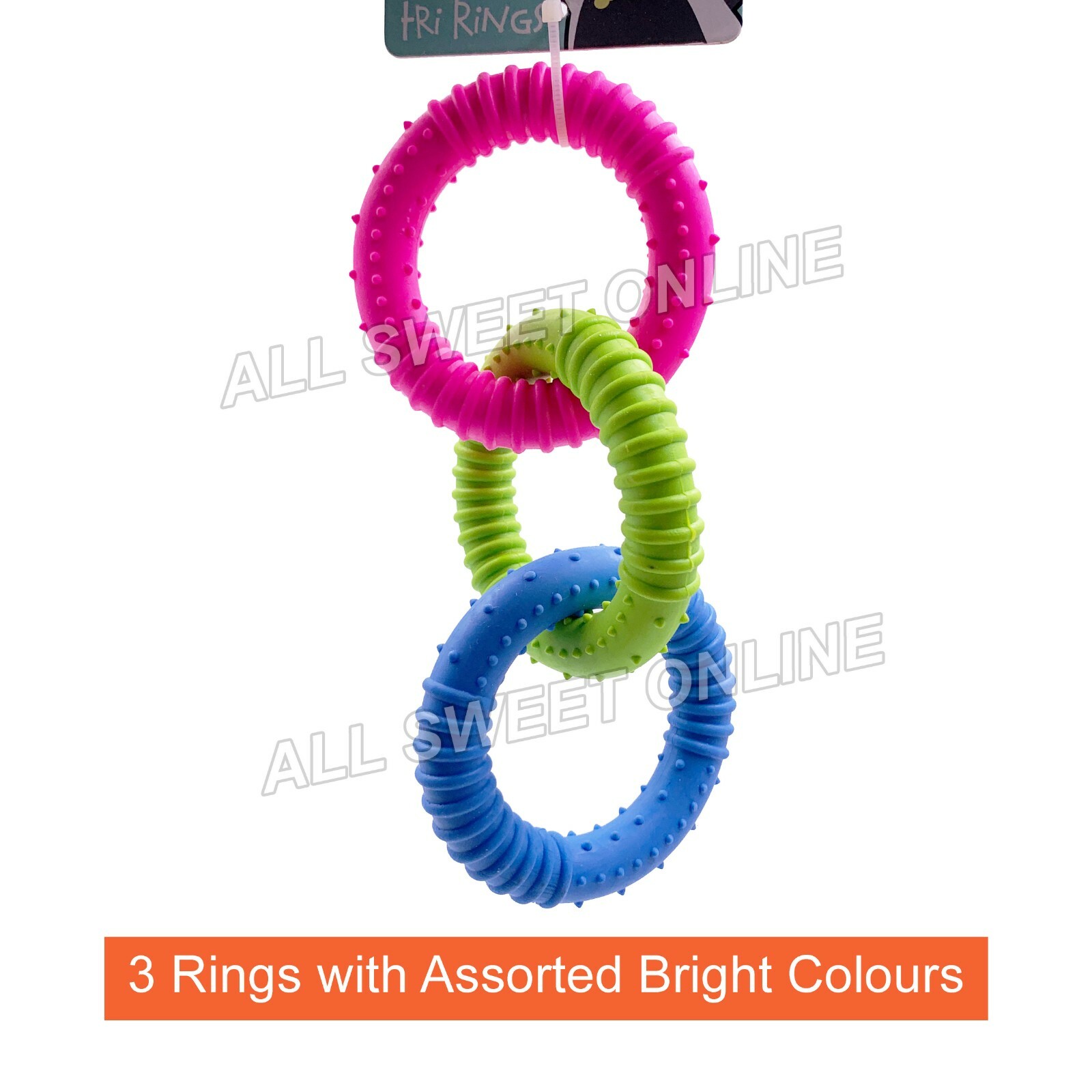 12pk Dog Toy Rubber Tri Rings Chew Dog Puppy Tough Durable Toy Dental ...