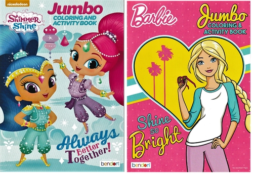 Shimmer and Shine Coloring Book & Barbie Kids Color Activity Books Set ...