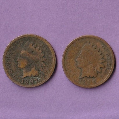 1896 1897 Indian Head Penny Consecutive Copper Coin One Cent 1c Usa ...