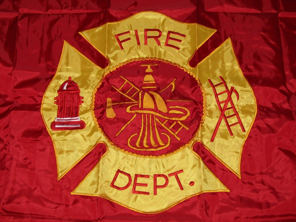 3x5 Embroidered Fire Department Fire Fighter Double Sided Nylon Flag ...