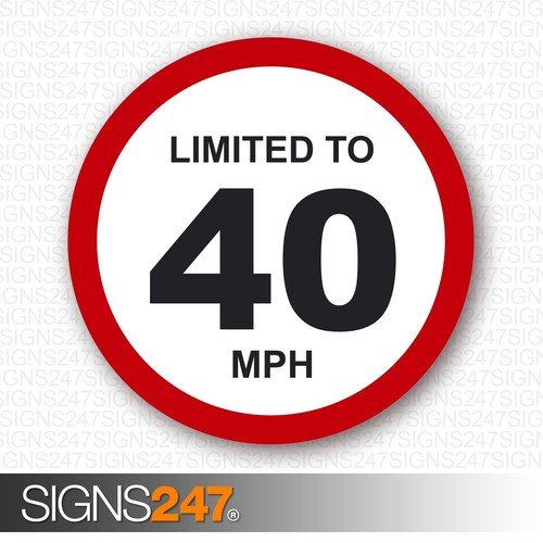 LIMITED TO 40 MPH Vehicle Speed Restriction Printed Vinyl Car Van ...