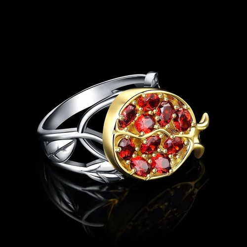 Pomegranate Leaf Design Oval Red Ruby Gemstone In 935 Argentium Silver ...
