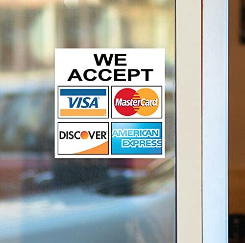 4 Less Co 2 Pack of WE Accept Credit Cards Sign Sticker Business Store ...