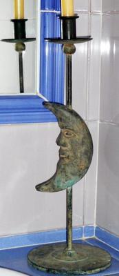 BRONZE TISCH KERZEN LEUCHTER STÄNDER WEIHNACHT MOND antik Barock Empire ...
