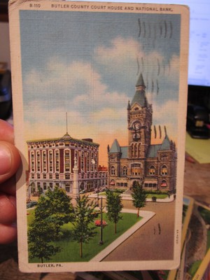 Vintage Old PENNSYLVANIA Postcard Butler County Courthouse Central Park ...