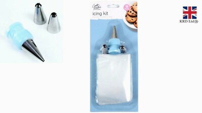 10pc ICING KIT Steel Nozzles Piping Tube Bags Cake Cookie Cupcake ...