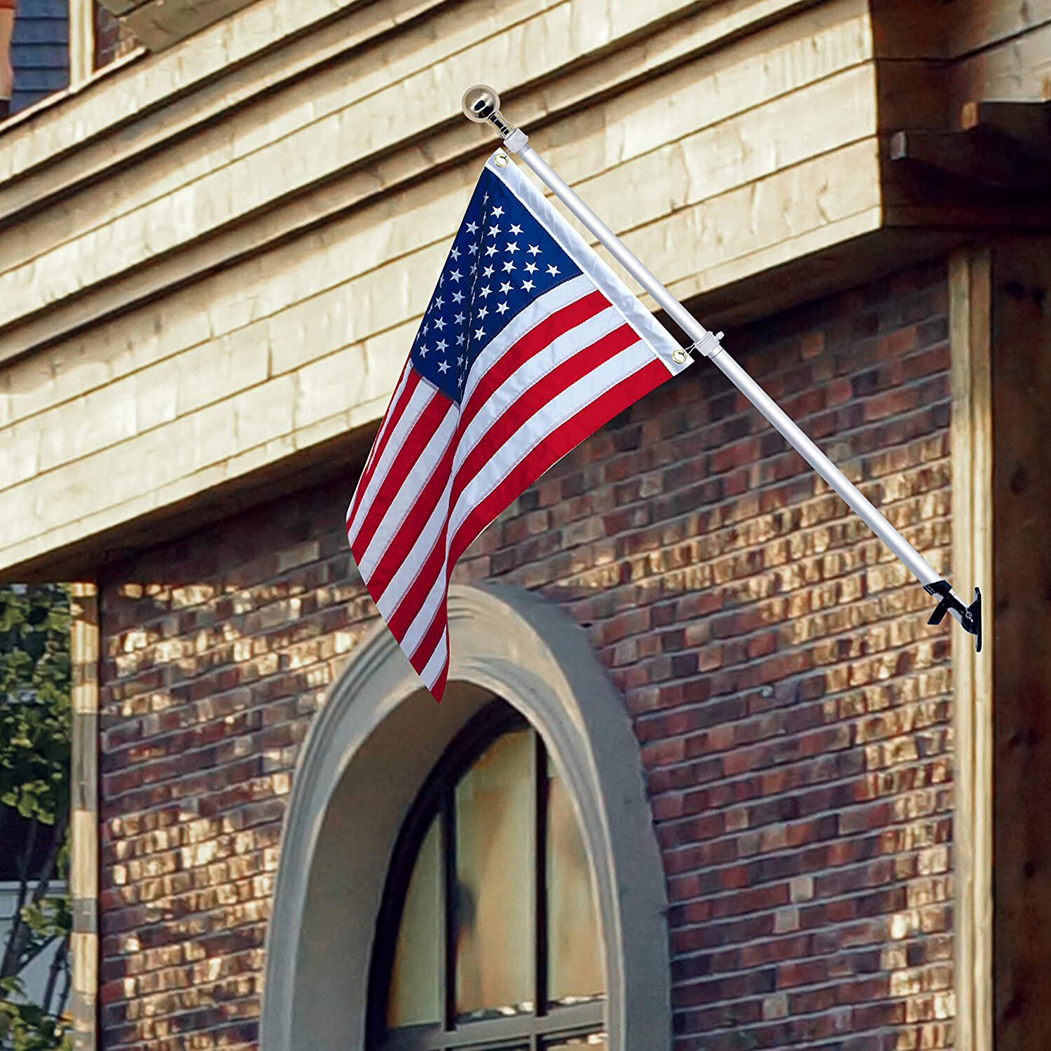 Adjustable Flag Pole Bracket 2-Position Flag Pole Holder Aluminum Alloy ...