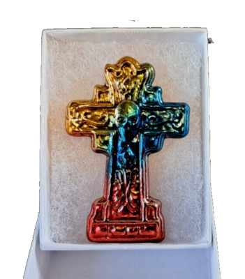 Gold/Blue/Red Bismuth Ore Celtic Cross Crystal Mineral Specimen Healing ...