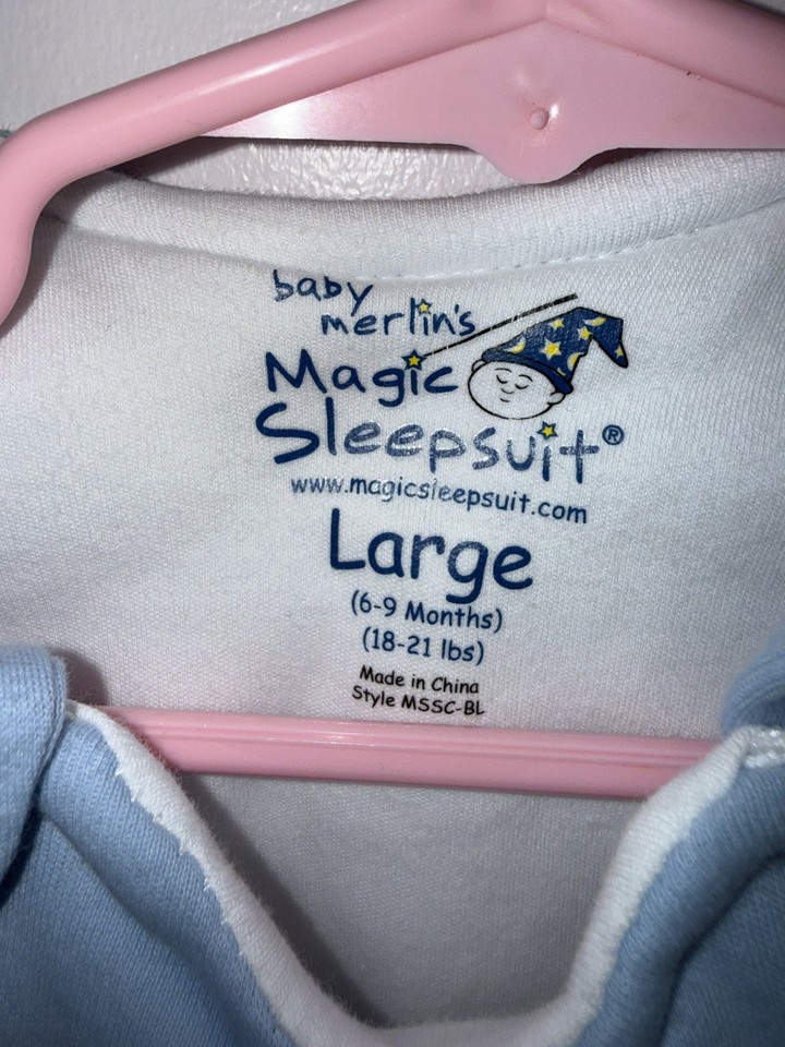 Baby Merlin’s Magic Sleepsuit Size Large, 18-21 Lbs, New Blue Zipper Up ...