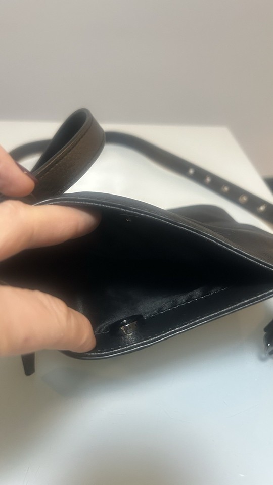 Rachel Roy Black Soft Leather Crossbody Bag Turn Lock Shoulder Purse ...