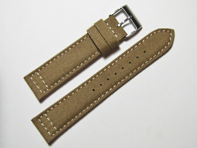 22mm Hadley-Roma MS850 Mens Sand Khaki Tan Cordura Canvas Watch Band ...