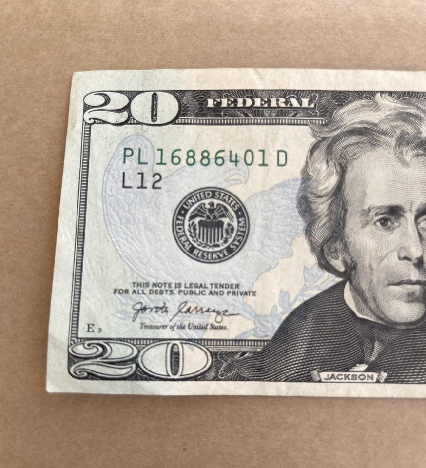 $20 Twenty Dollar Bill Note 2017 A #8 Ink Stain Error Number PF ...