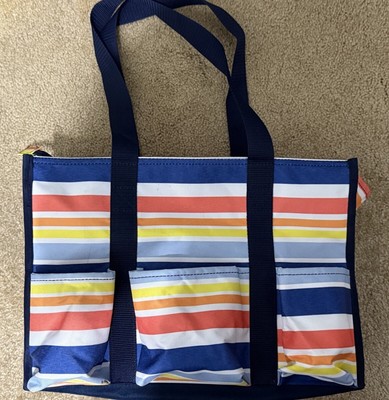 NEW Thirty One Zip Top Organizing Utility Tote Bag In Vista Stripe | eBay