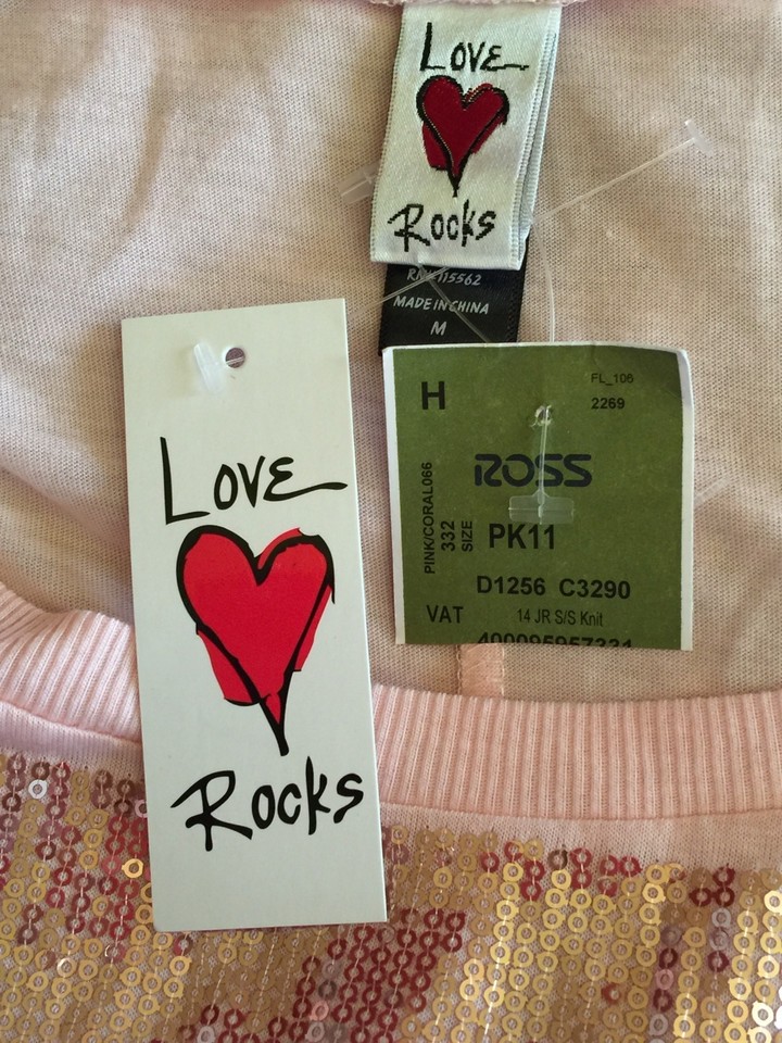 Love Rocks Pink Sequins Bling Top Size Medium Gift | eBay