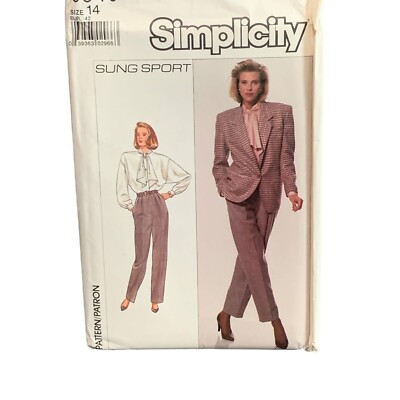 Simplicity Womens Pants Blazer Sewing Pattern 8340 Size 14 80s Sung ...