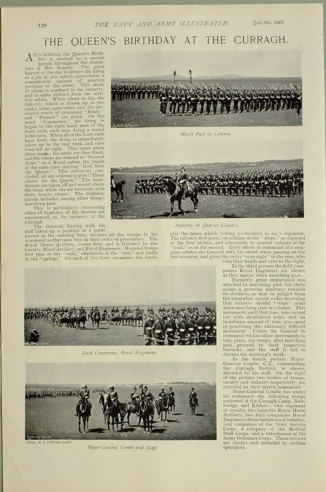 1897 PRINT QUEENS BIRTHDAY AT CURRAGH INFANTRY QUARTER COLUMN MAJOR GEN ...