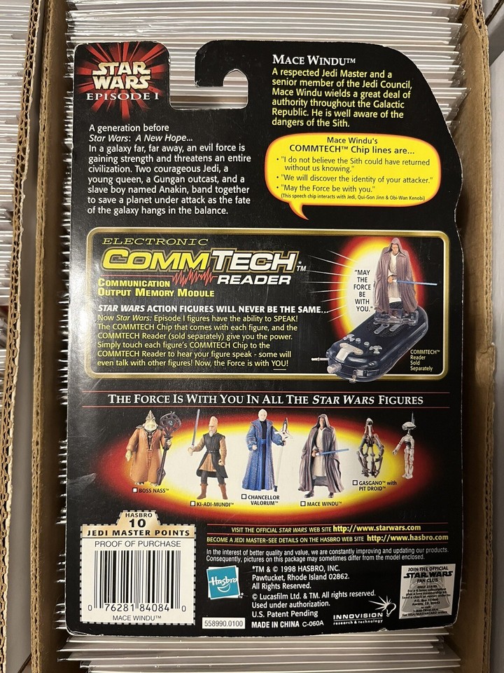 STAR WARS MACE WINDU EPISODE 1 COMMTECH CHIP ACTION FIGURE HASBRO 1999 ...