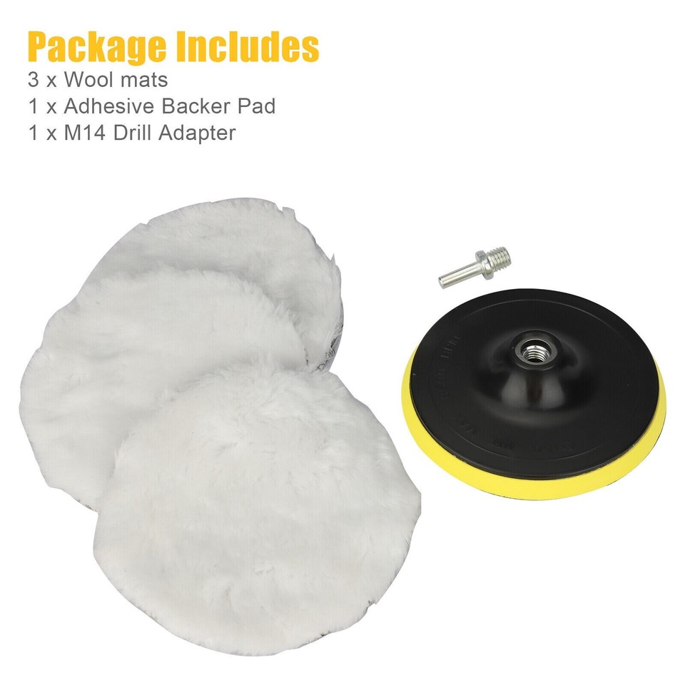 5PCS 6" Buffing Polishing Pad Wool Wheel Mop Kit For Car Polisher Drill ...