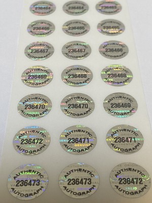 100 ROUND AUTHENTIC AUTOGRAPH HOLOGRAM LABELS STICKERS FOR SPORTS MERCH ...