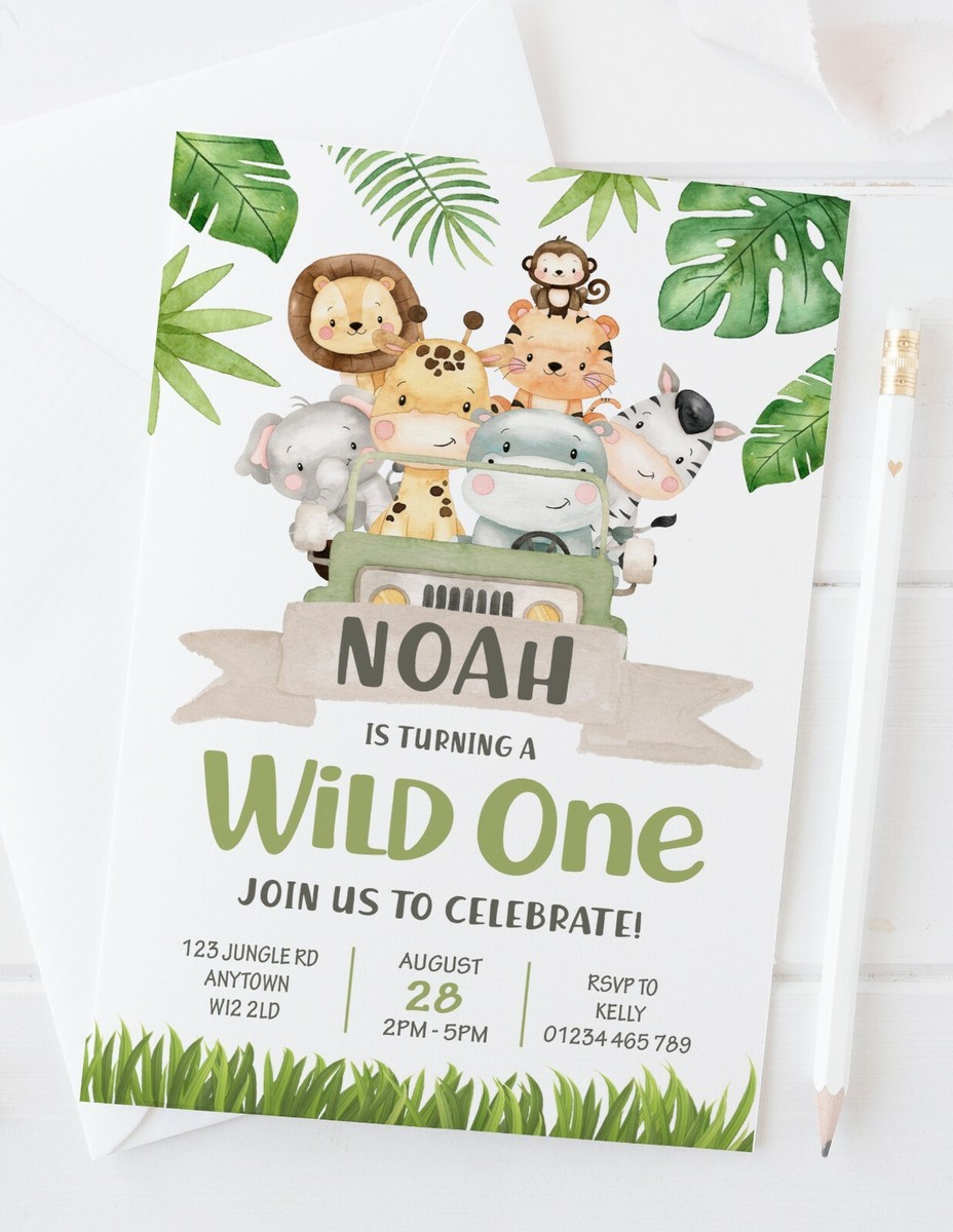 Safari 1st Birthday Party Invitation Wording Safari Invitation Card By