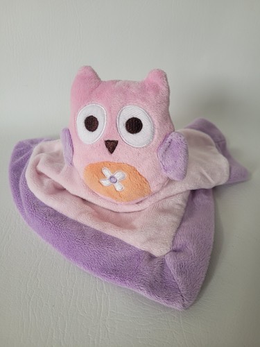 Banana Fish Owl Lovey Pink Purple Plush Baby Security Blanket Toy Satin ...