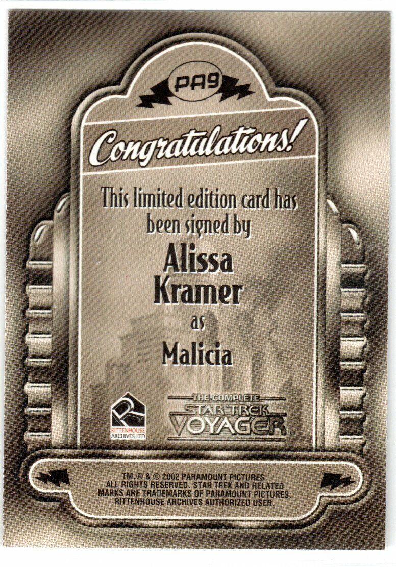 THE COMPLETE STAR TREK VOYAGER PA9 ALISSA KRAMER AS MALICIA PROTON ...