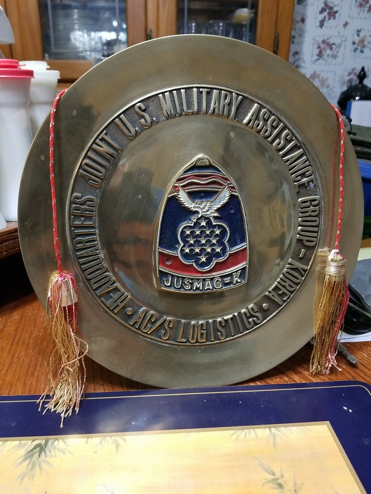 Rare HQ JUSMAG-K US JOINT MILITARY ASSISTANCE GROUP KOREA Brass 10.75 ...