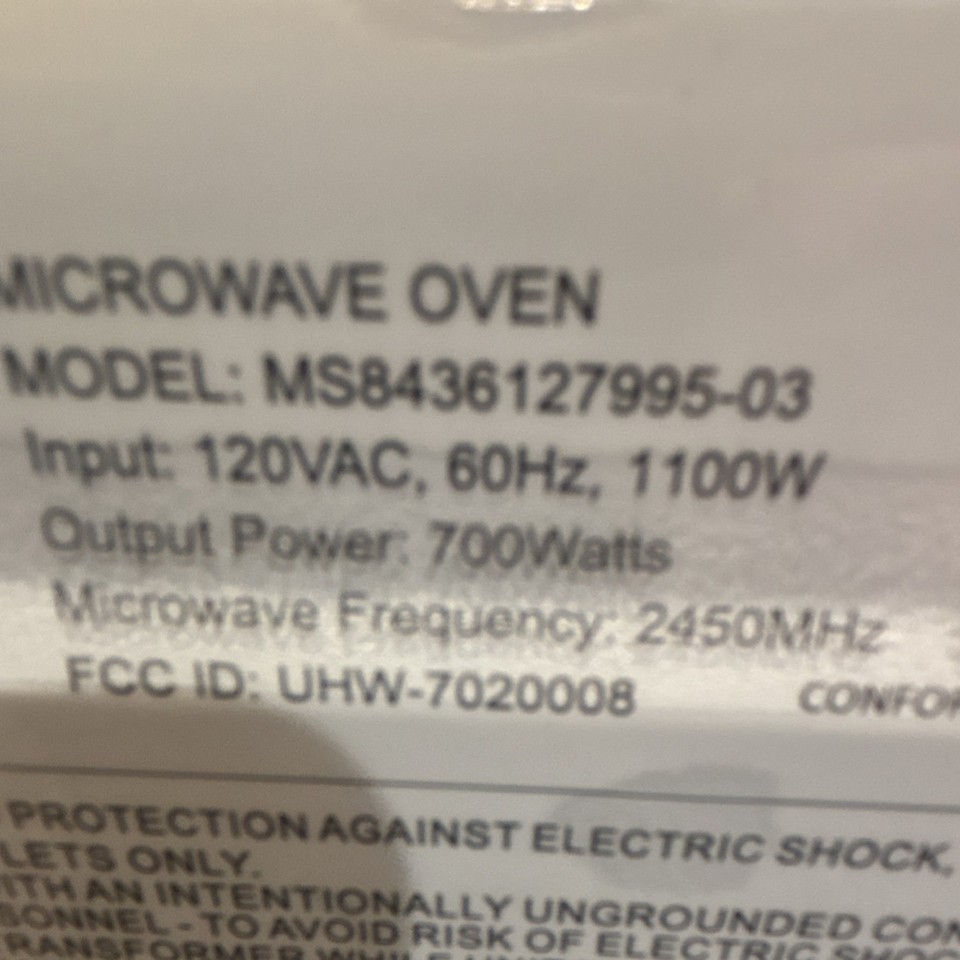Walmart Countertop Microwave MS8436127995-03 700W White/Black Button ...