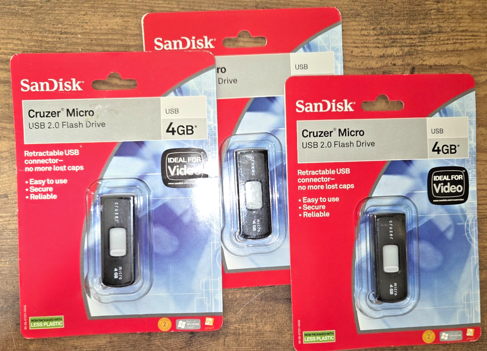 SanDisk Cruzer Micro USB 2.0 Flash Drive 4GB Retractable NEW Factory ...
