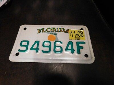 Florida Motorcycle License Plate Expired Tag FL # 94964F | eBay