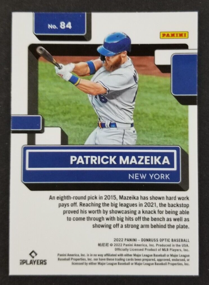 Patrick Mazeika 2022 Panini Optic Rated Rookie Baseball Card #84 (NM ...