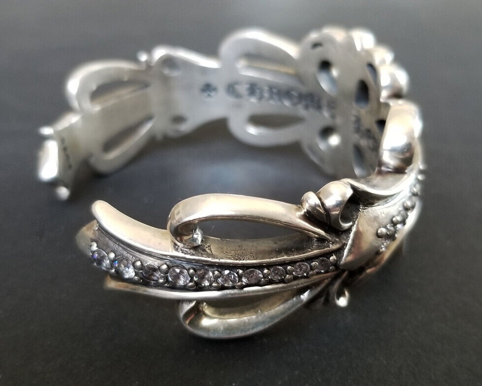 Chrome Hearts Double Floral Cross Cuff Bangle Bracelet w Chrome Hearts Double Floral Cross Cuff Bangle Bracelet w