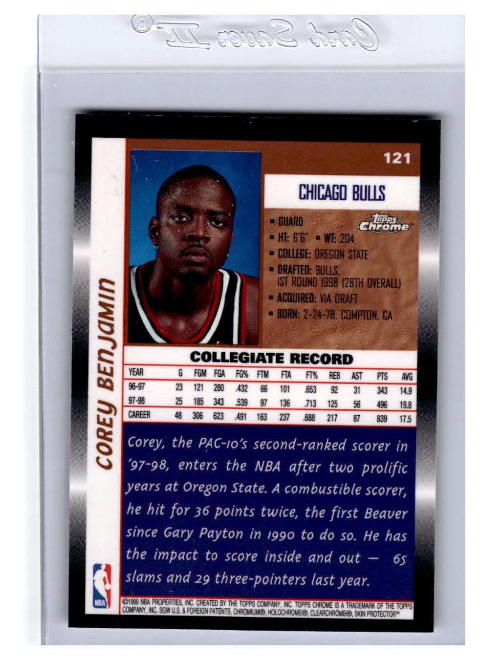 1998-99 Topps Chrome - #121 Corey Benjamin (RC) for sale online | eBay