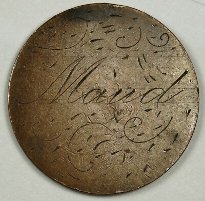 1891 Indian Head Cent. Love Token. "Maud" 136978 | eBay