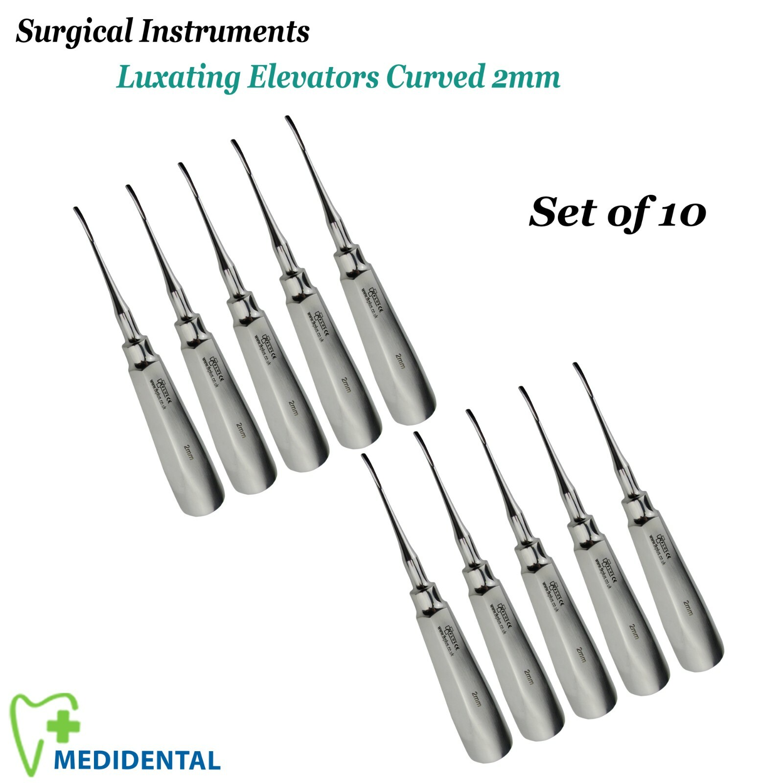 Pack Of 10 - Dental Laboratory Instruments Luxating Elevators Curved ...